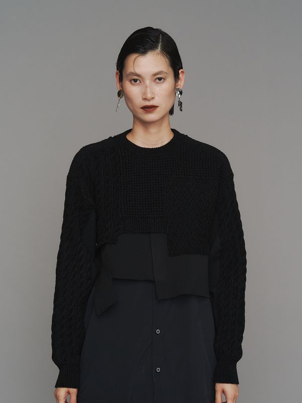 cable layer short knit top – TENDER.S